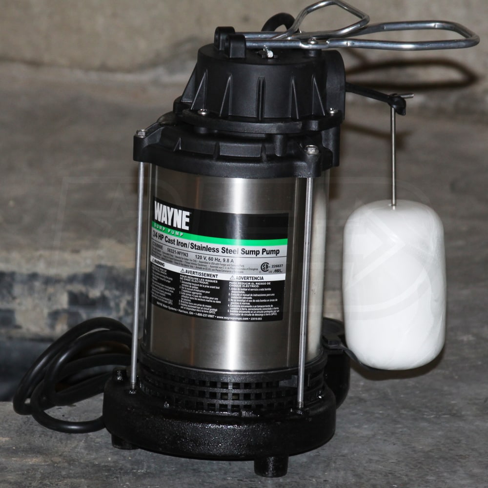 Wayne CDU1000 - 1 HP Stainless Steel Cast Iron Submersible Sump Pump w ...