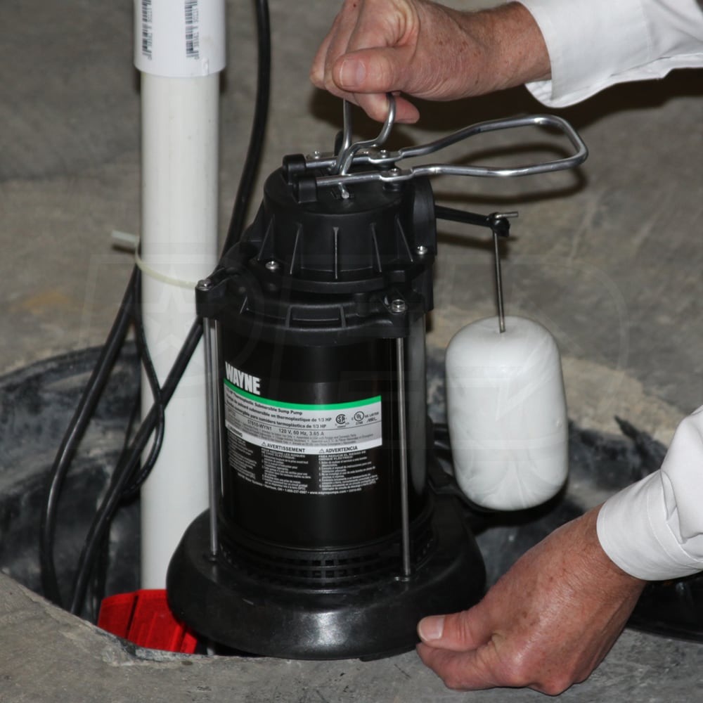 Wayne SPF33 - 1/3 HP Thermoplastic Submersible Sump Pump w/ Vertical ...