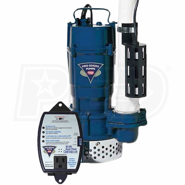 Pro Series ST1050-DFC2 1/2 HP Cast Iron Submersible Sump Pump w/ Dual ...