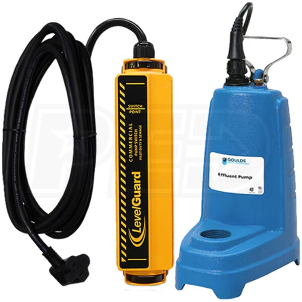 Goulds SPD-PE41M-KIT PE-Series - 4/10 HP Cast Iron Effluent Pump w ...
